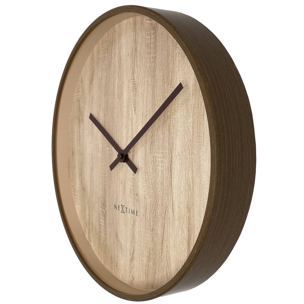 Wall clock 30cm-Silent-Dark Brown/Light Brown-Plastic-NeXtime 'Oslo'