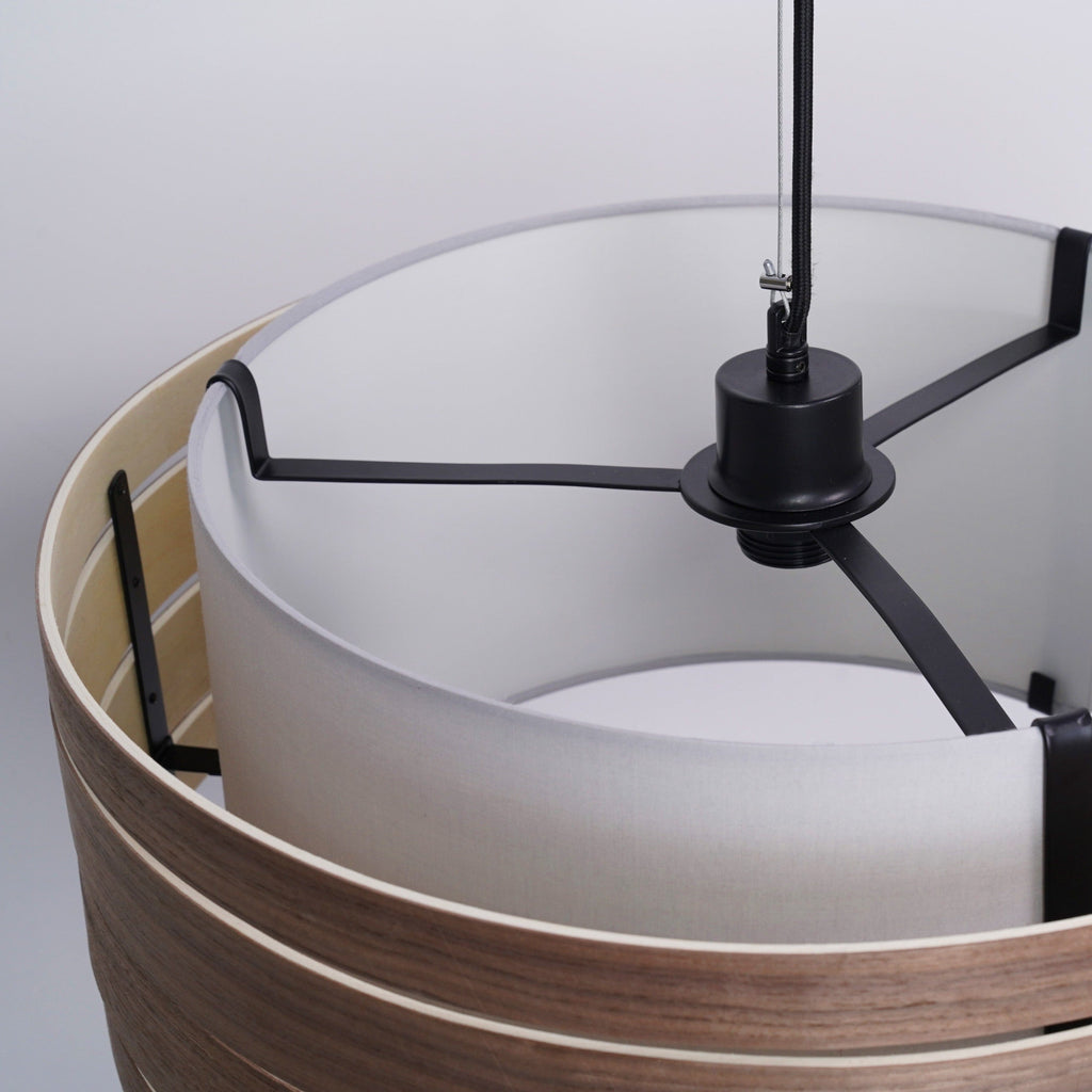 Lamp Shade - Wood (dark walnut veneer)-Fabric - 50 cm - "Beam"