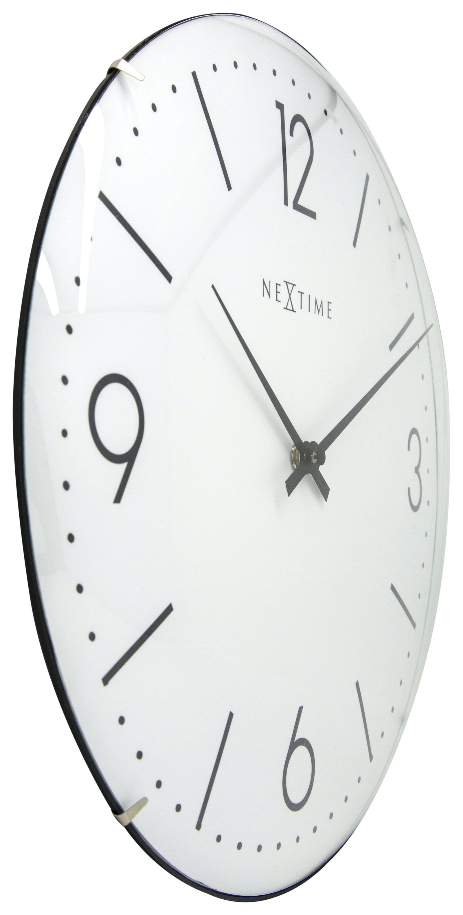 NeXtime - Wall clock - 35 cm - Dome Glass - White- 'Basic Dome'