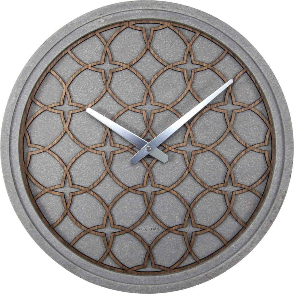 NeXtime - Wall Clock - 39.5 cm - Polyresin/Wood -Grey -'Concreto love'