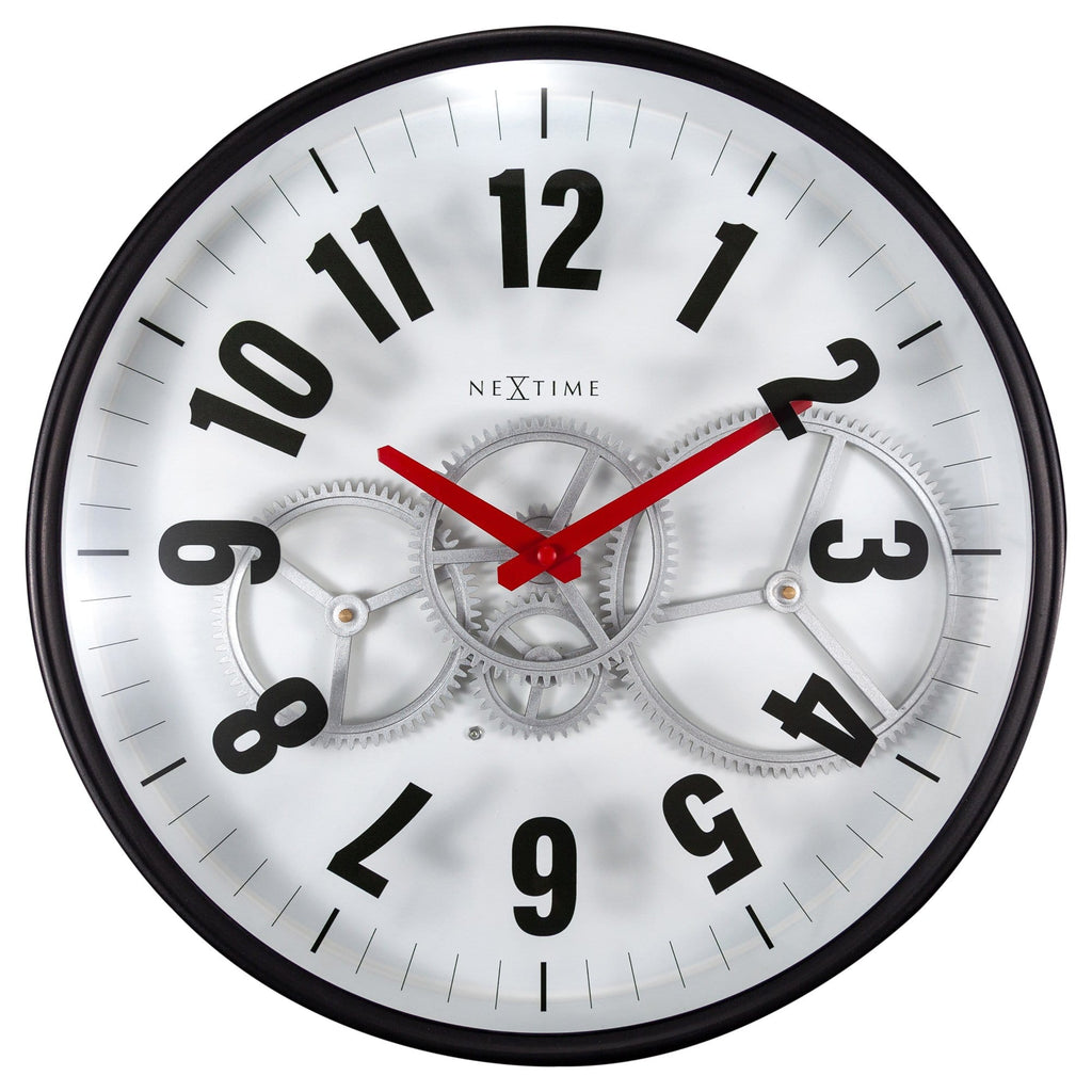 Modern Gear Clock With Moving Gears - White or Black - 36cm - Metal ...