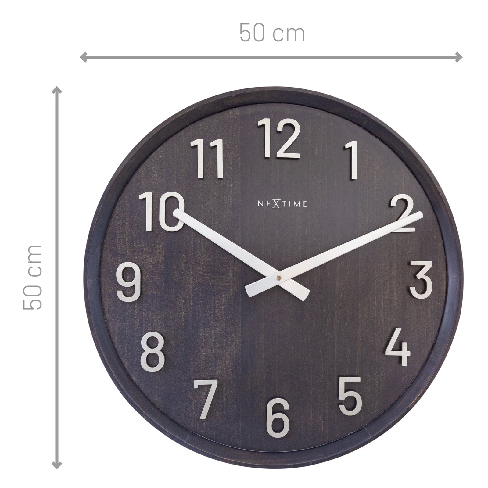 Large Wall clock 50cm - Silent - Wood/Metal - "Precious"