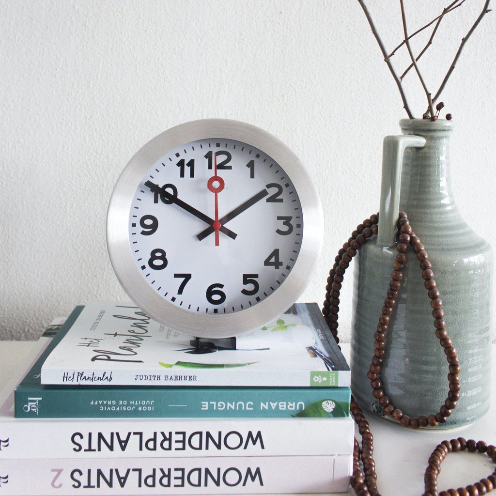 NeXtime - Wall clock/ Table clock - 19 cm -Aluminum - Brushed ...