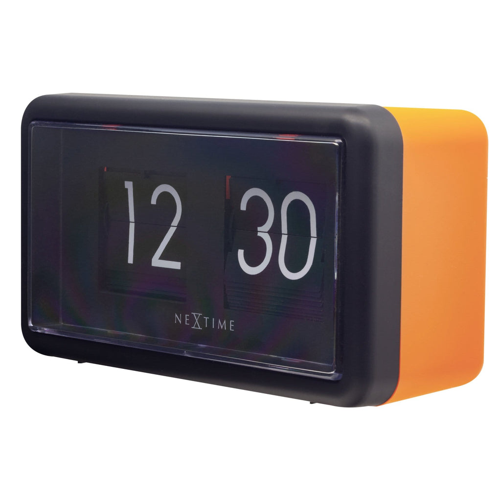 Flip Clock - Table or Wall Clock -Orange/Black/White -18x10x7cm - NeXtime